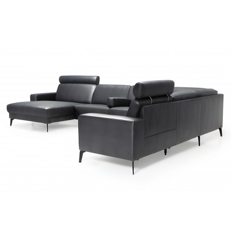 Hjort Knudsen Esbjerg læderhjørnesofa med XL Chaiselong - venstrevendt