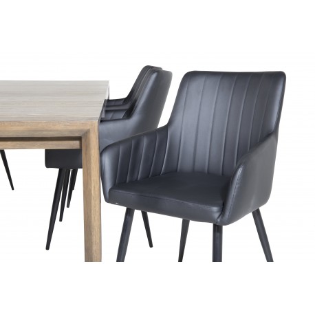 Spisestue Sæt Slider med Spisebordsstole Comfort - Egetræ og Sort