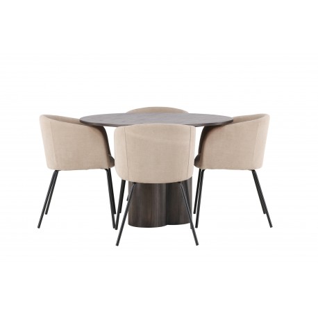 Olivia Rund Spisebordssæt – Mocca & Beige Design
