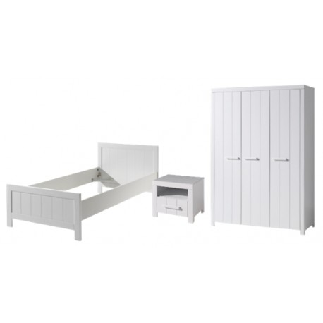 Erik børneværelsessæt hvid – seng 90×200, garderobe