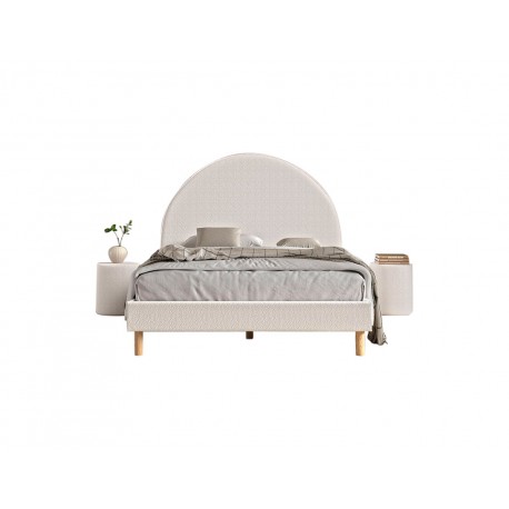 Moon seng 140x200 med 2 puffer – hvid bouclé